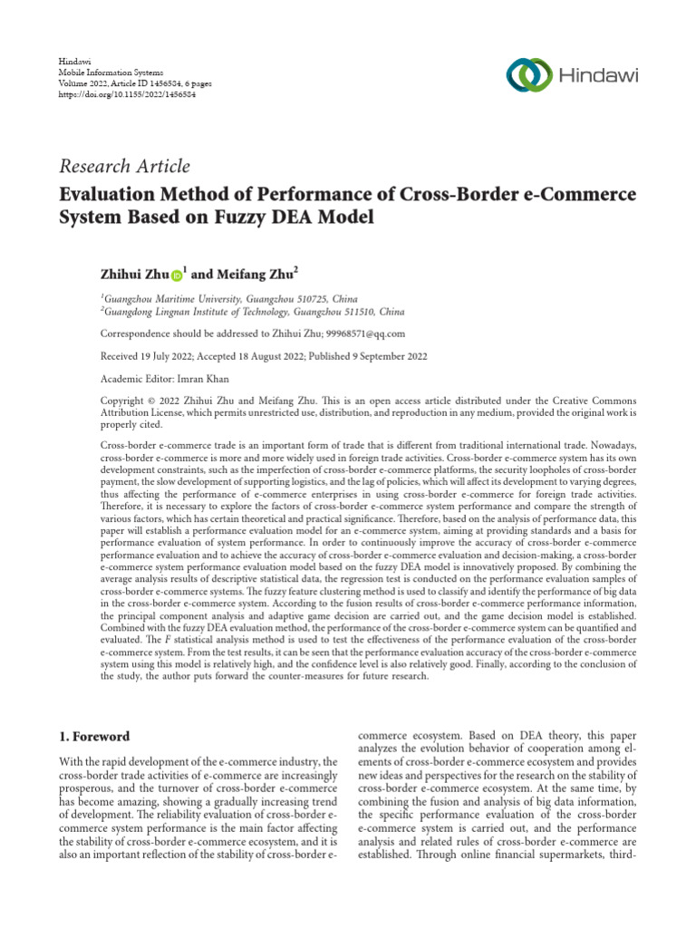 10 - Zhu, Z. H., & Zhu, M. F. (2022) | PDF | Statistics | E Commerce