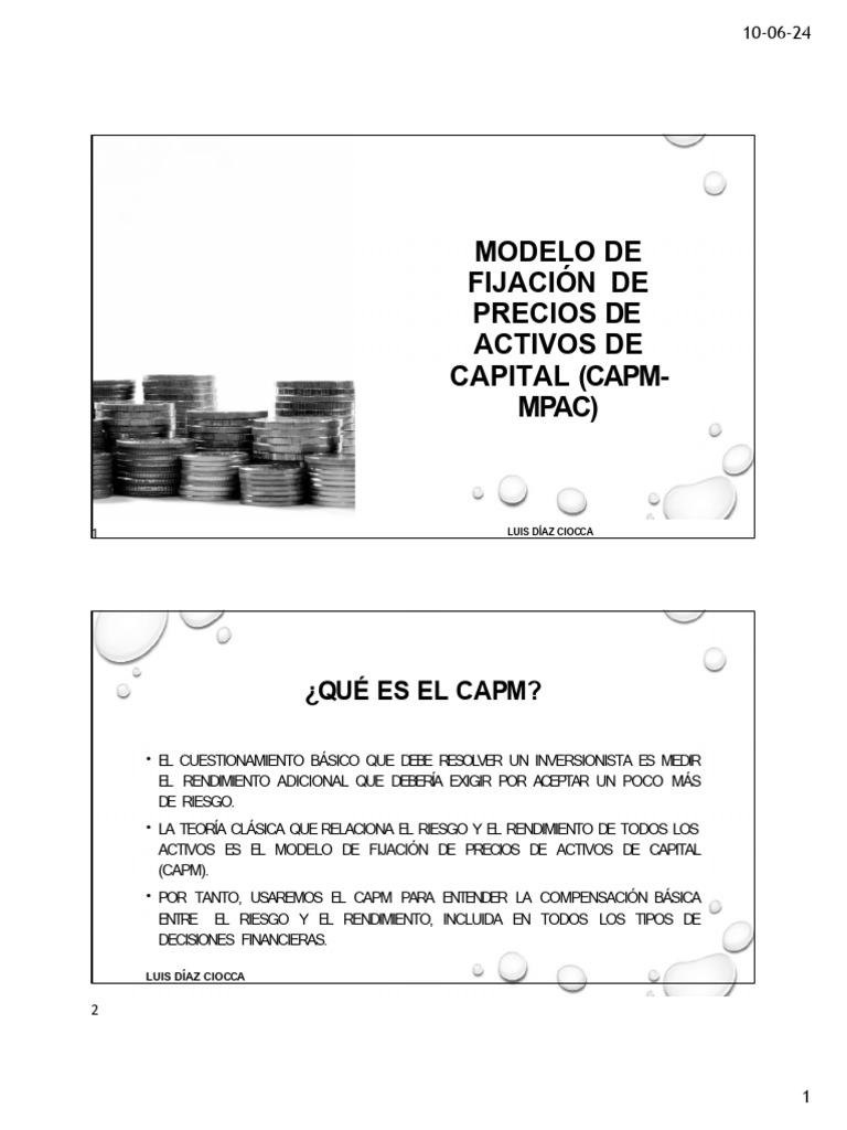 Modelo Capm | PDF | Modelo de fijación de precios de activos de capital | Mercado (economía)
