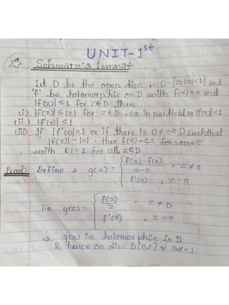 Complex Analysis Notes Sem2 MSC Maths | PDF