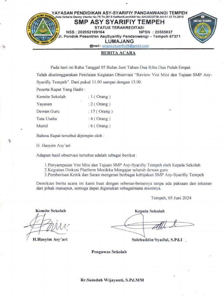 Berita Acara Observasi-20240608 - 09443216 | PDF