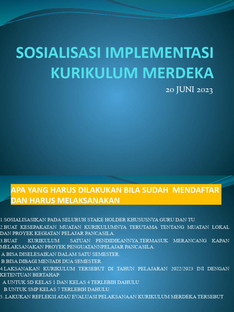 Sosialisasi Implementasi Kurikulum Merdeka Juni | PDF
