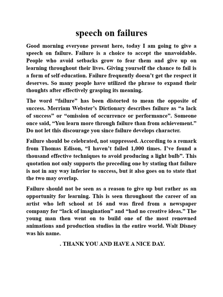 Speech On Failures | PDF