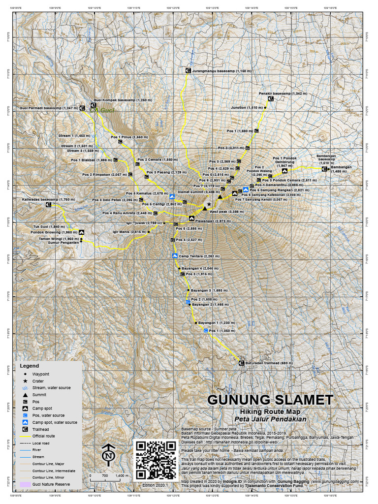 Peta Jalur Pendakian Gunung Slamet | PDF