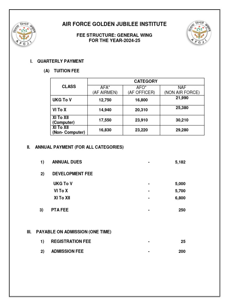Fee Structure | PDF | Services (Economics) | Payments