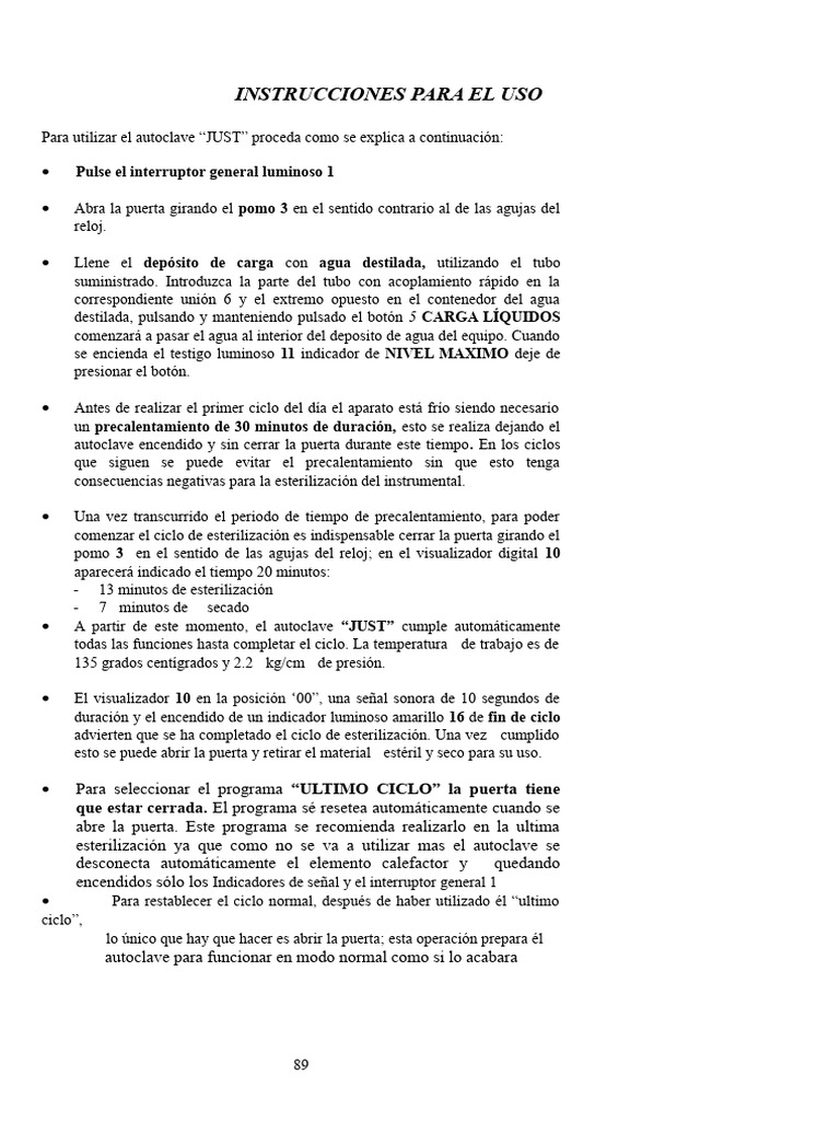 autoclave FARO operacion | PDF | Agua
