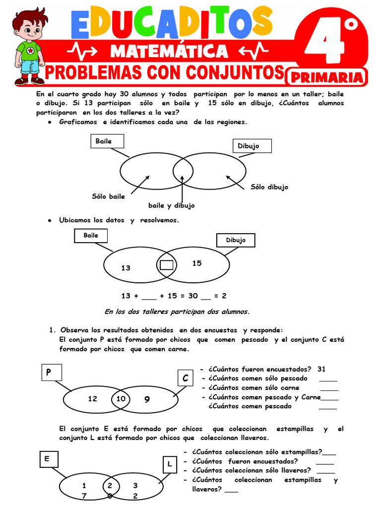 Problemas-con-Conjuntos-para-Cuarto-Grado-de-Primaria | PDF