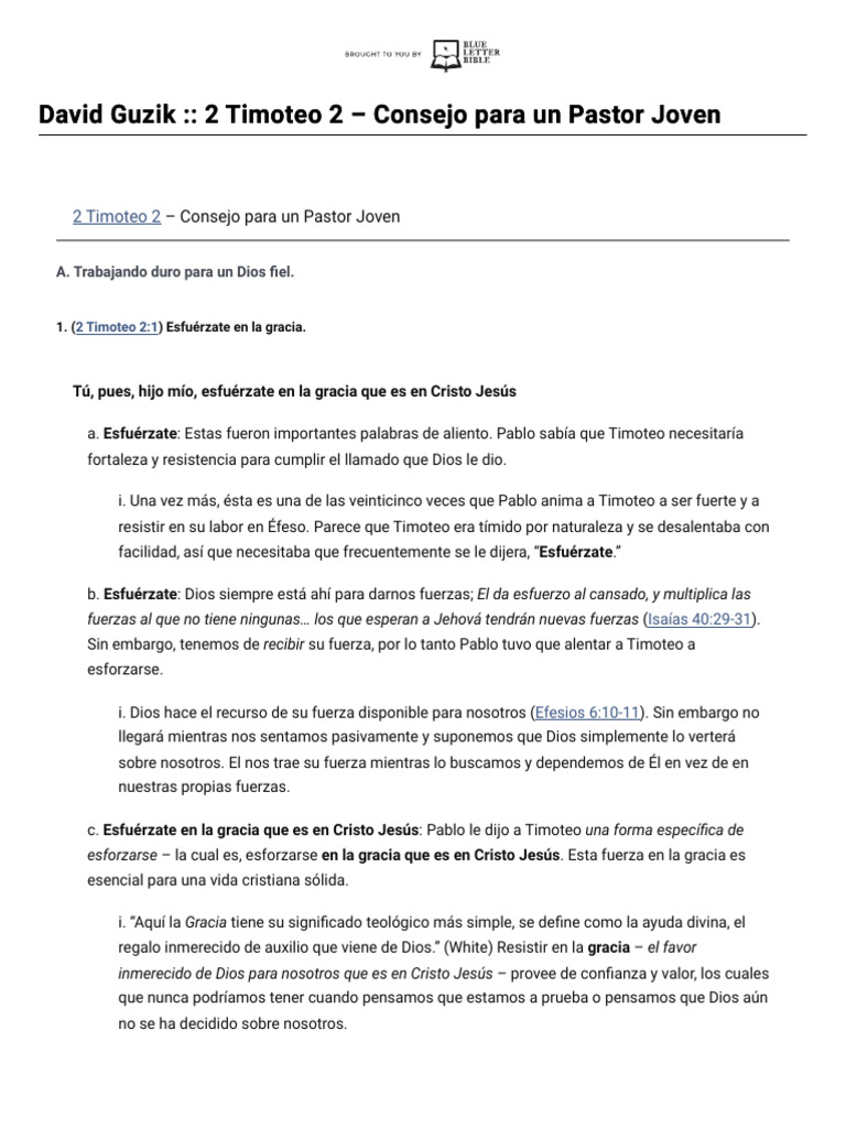2 Timoteo 2 - Consejo para Un Pastor Joven by David Guzik | PDF | Pablo el apóstol | Jesús