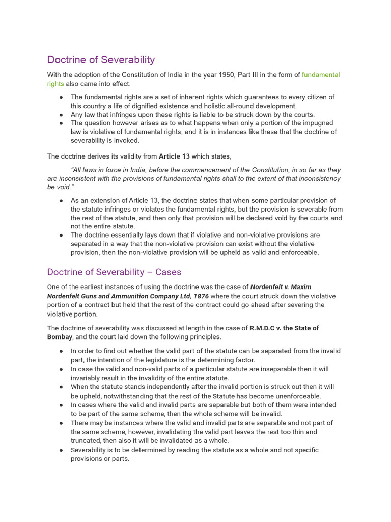 Doctrine of Severability | PDF | Judicial Review | Constitutional Law Doctrine of Severability | PDF | Judicial Review | Constitutional Law