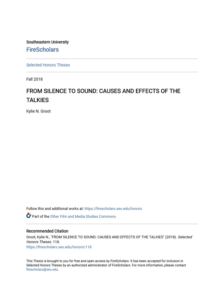 From Silence To Sound - Causes and Effects of The Talkies | PDF ...