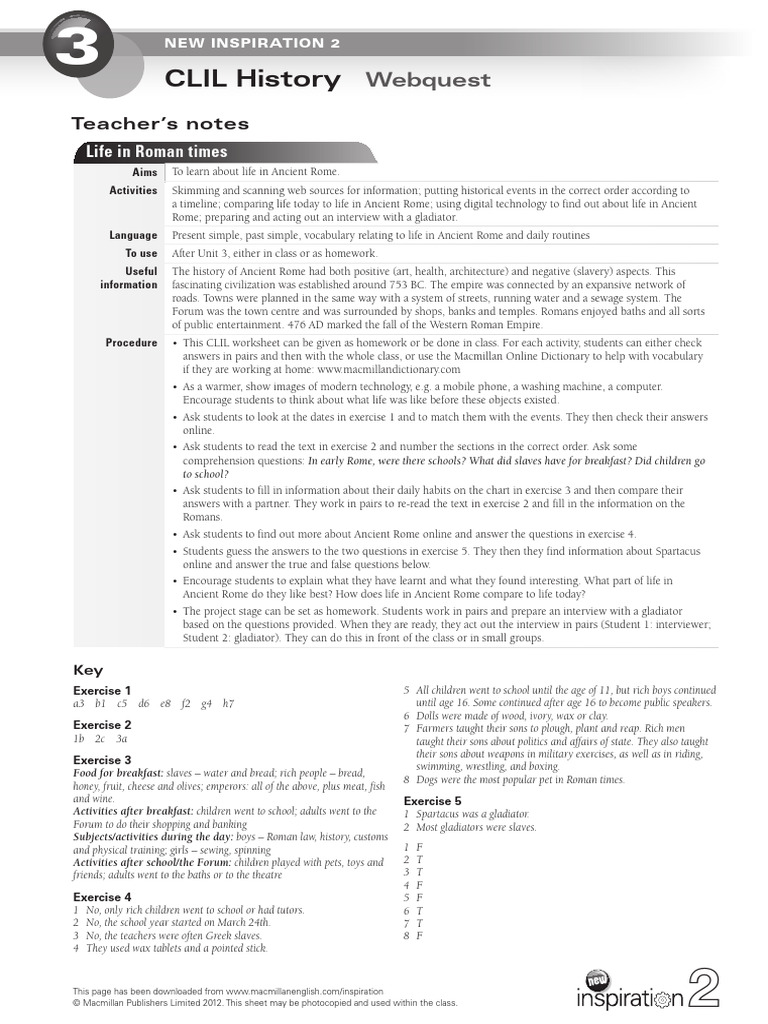 CLIL NI 2 Unit 3 History TN | PDF | Roman Empire | Ancient Rome