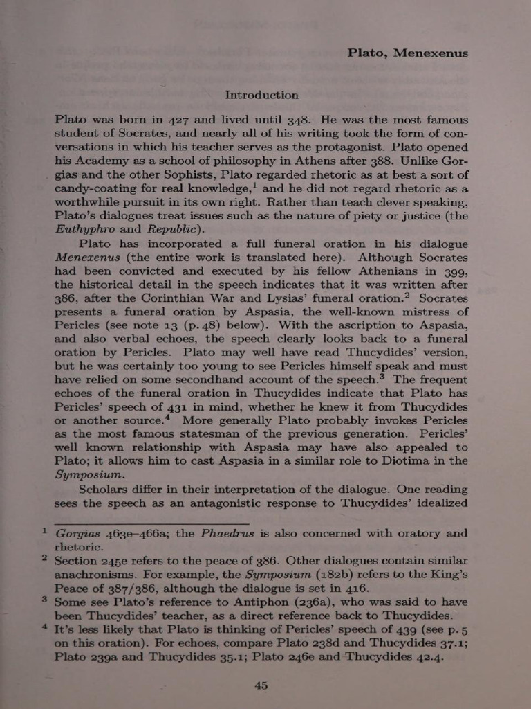 Plato - Menexenus (Focus) | PDF