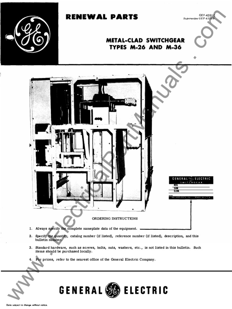 GEF-4351C Metal-Clad Switchgear Types M-26 and M-36 | PDF | Gear ...