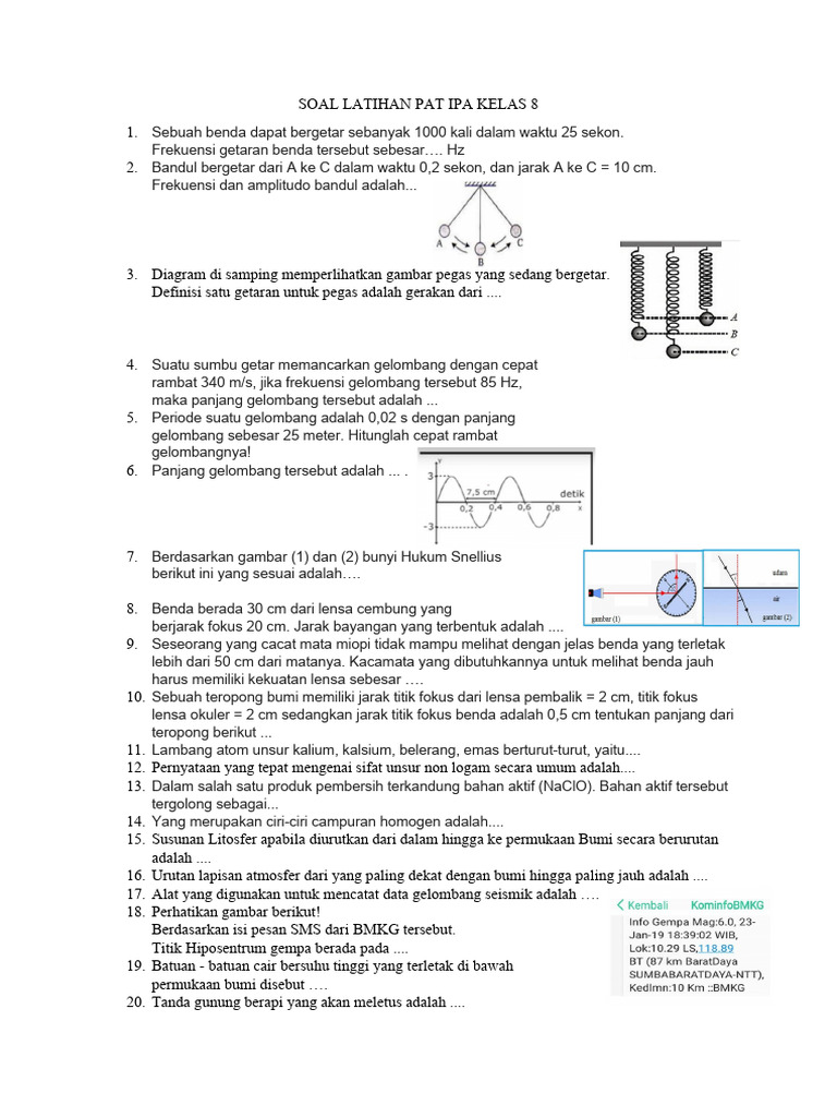 Soal Latihan Pat Ipa Kelas 8 | PDF