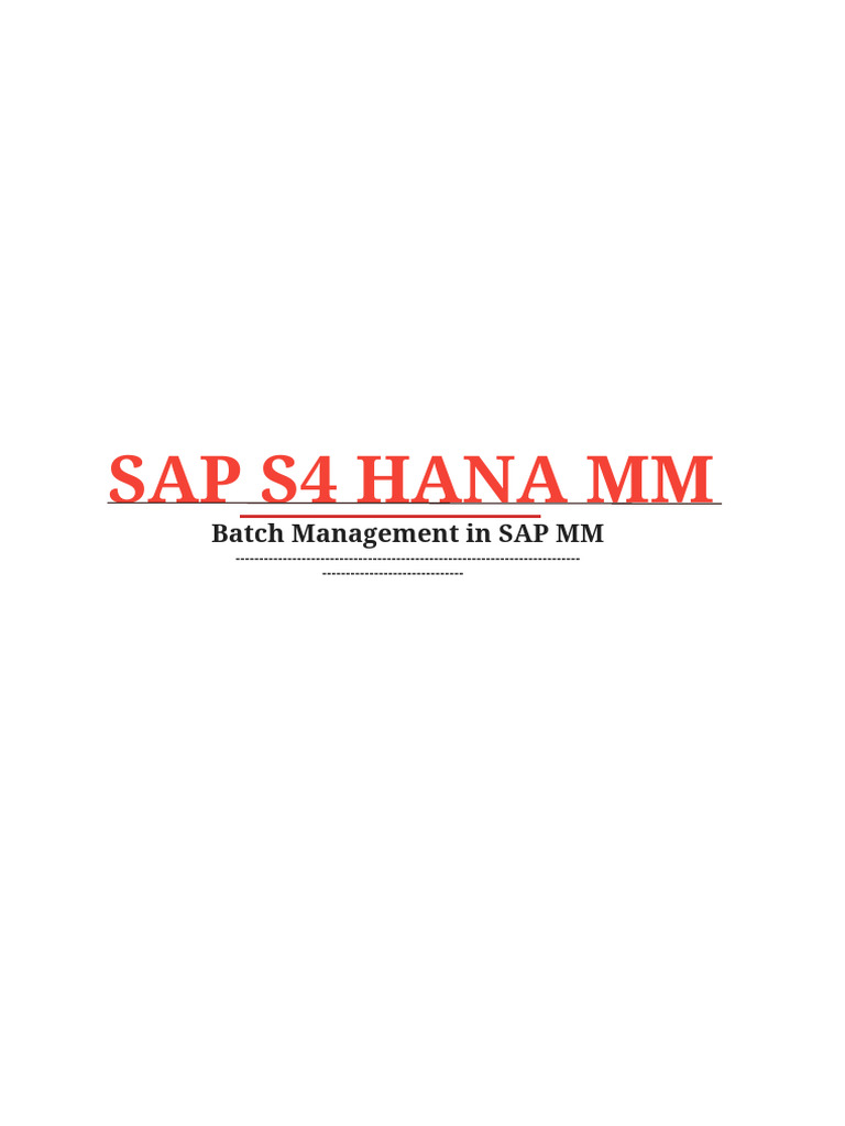 Sap S4hana MM | PDF