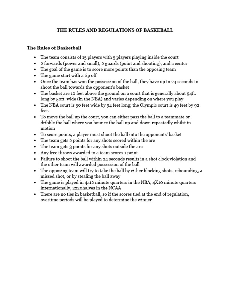 Rules of Basketball | PDF