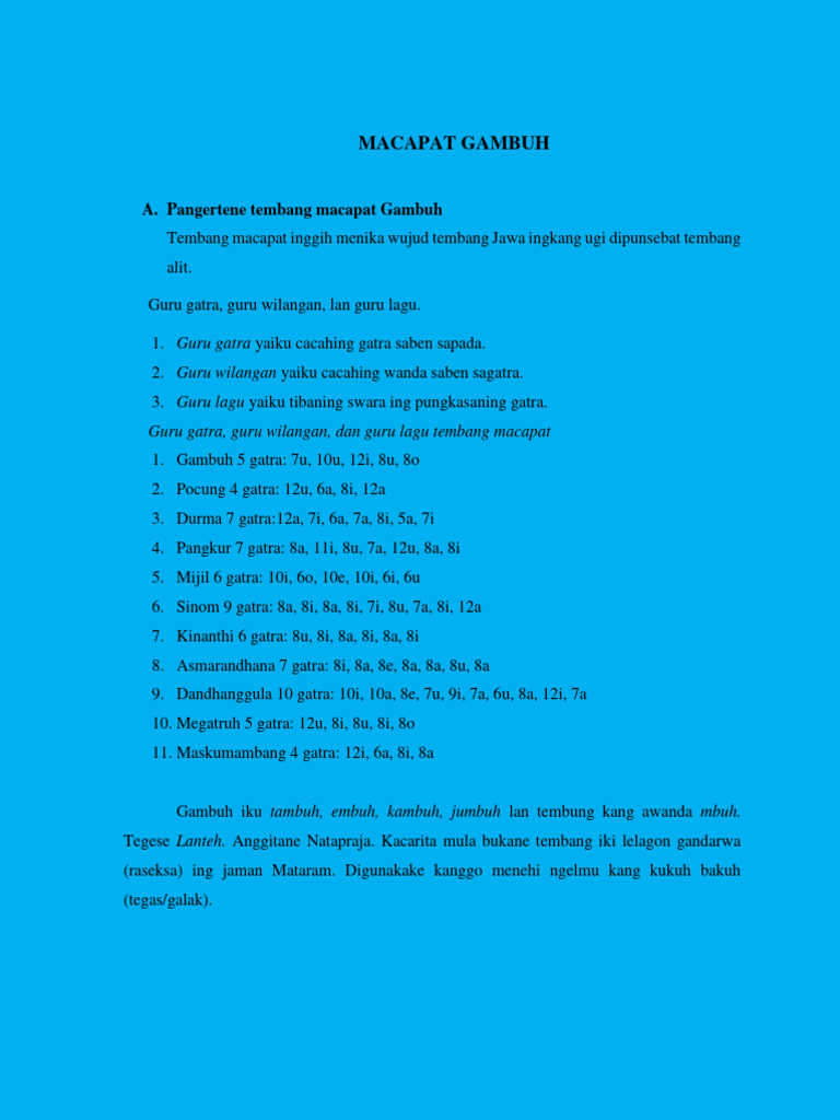 Macapat Gambuh Xi 2024 | PDF