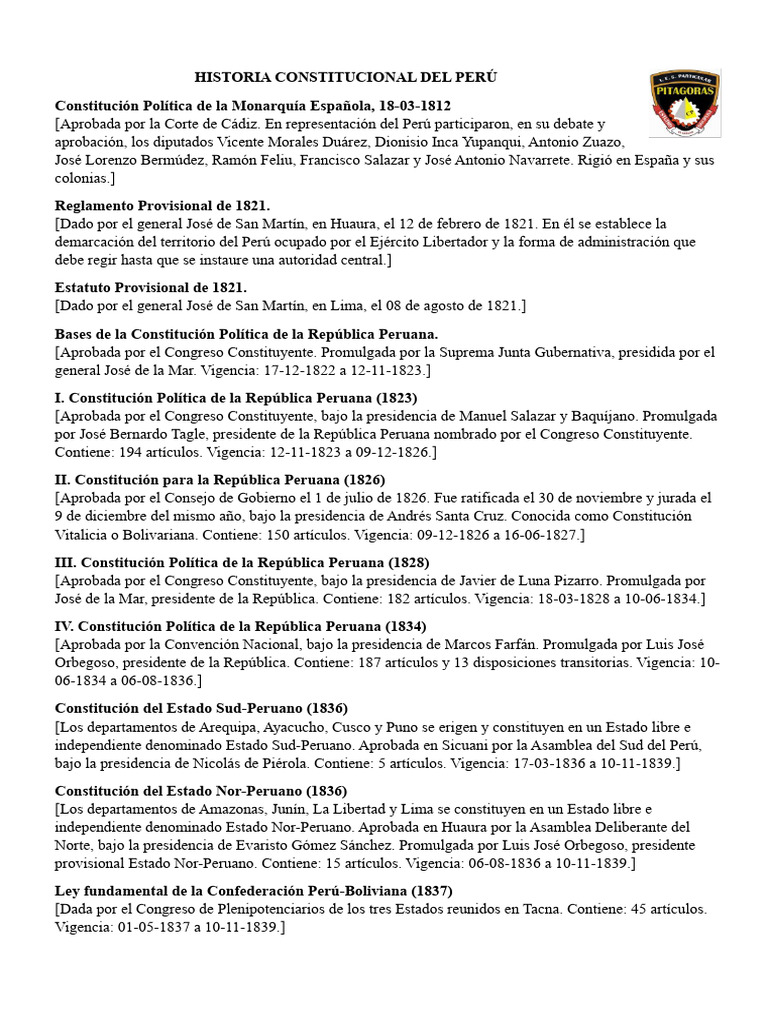 Historia Constitucional Del Perú | PDF | Gobierno | Comunidad andina