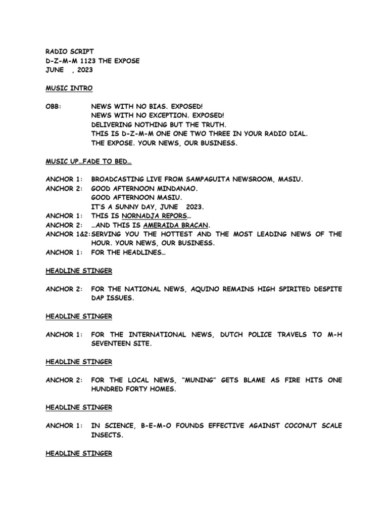 Radio Script - 065122 | Download Free PDF | Mass Media | News
