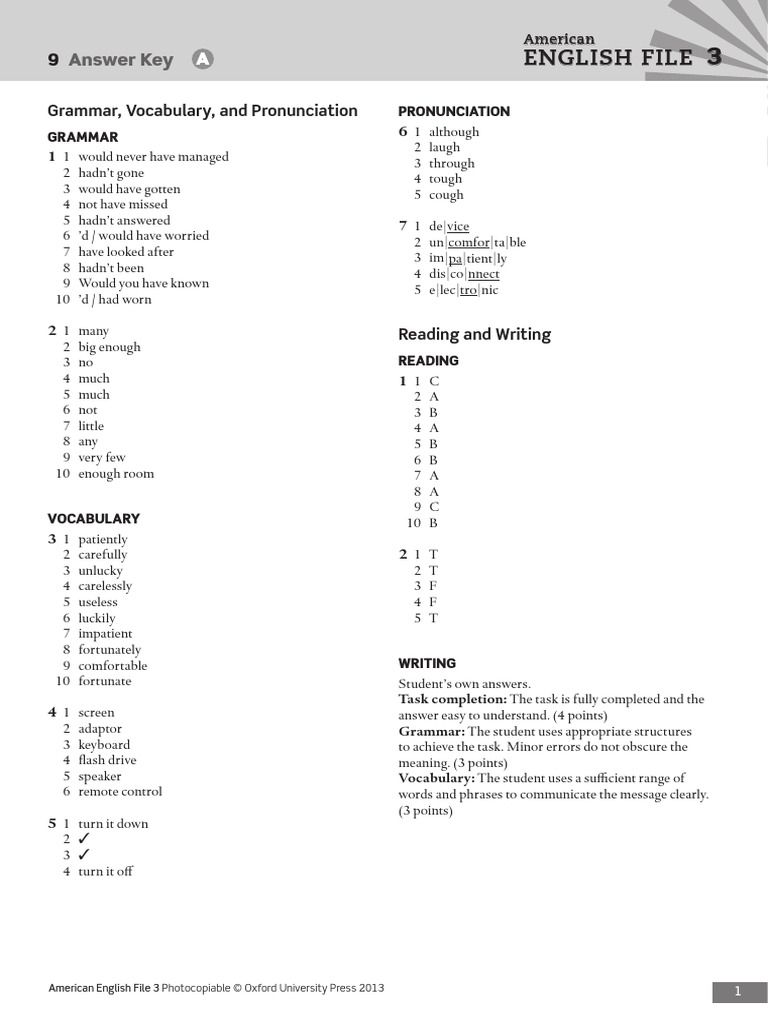 AEF3 File9 A&b Answer Key (WWW - Languagecentre.ir) | PDF | English Language | Linguistics