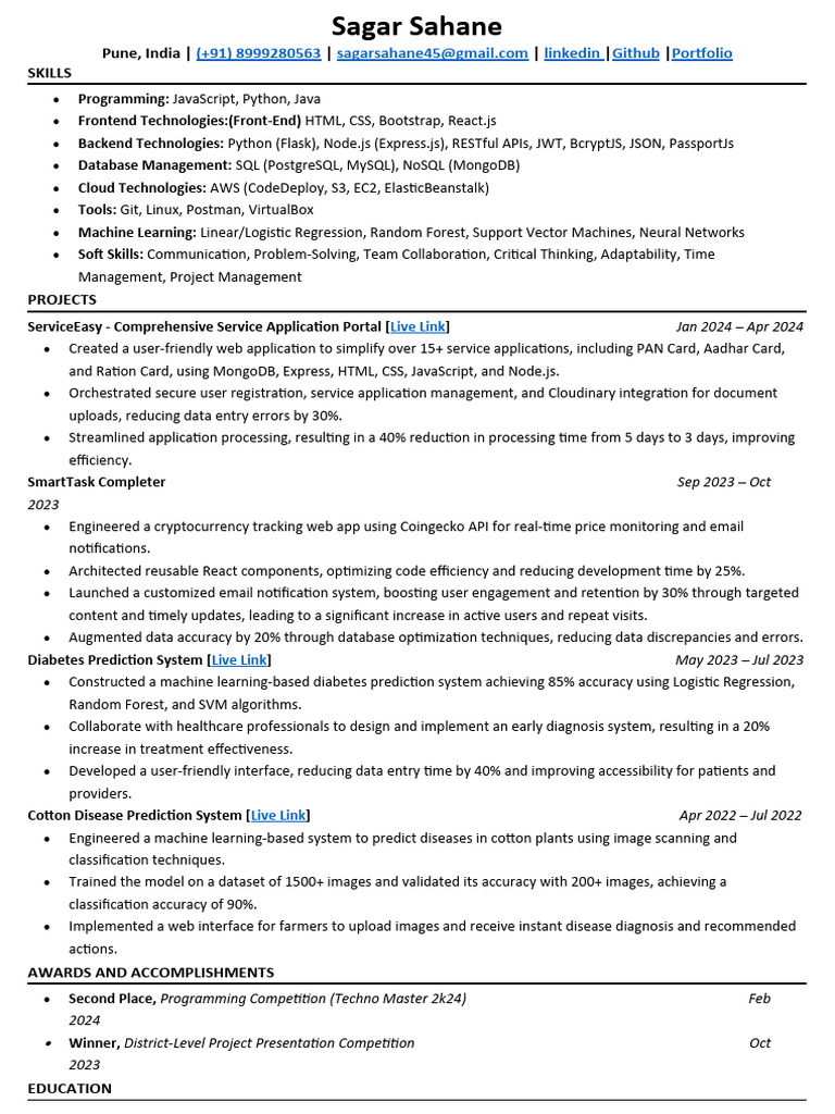 Resume.pdf | PDF | Machine Learning | Computing