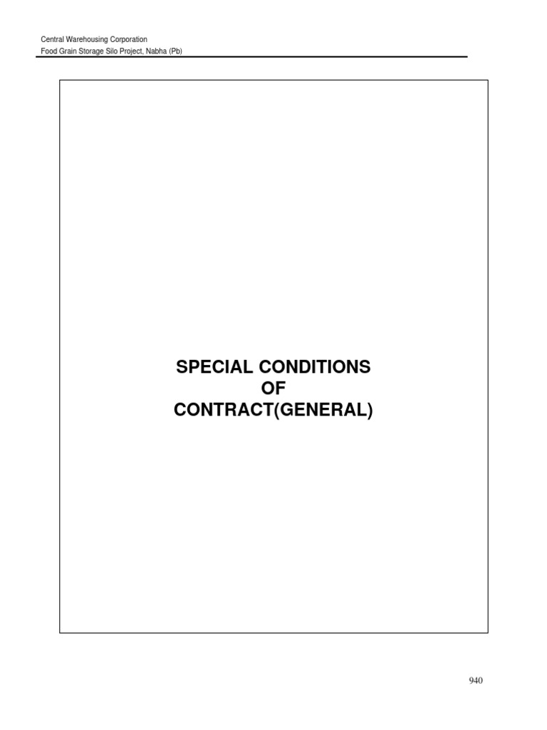 Special Conditions OF Contract (General) : Central Warehousing Corporation Food Grain Storage ...