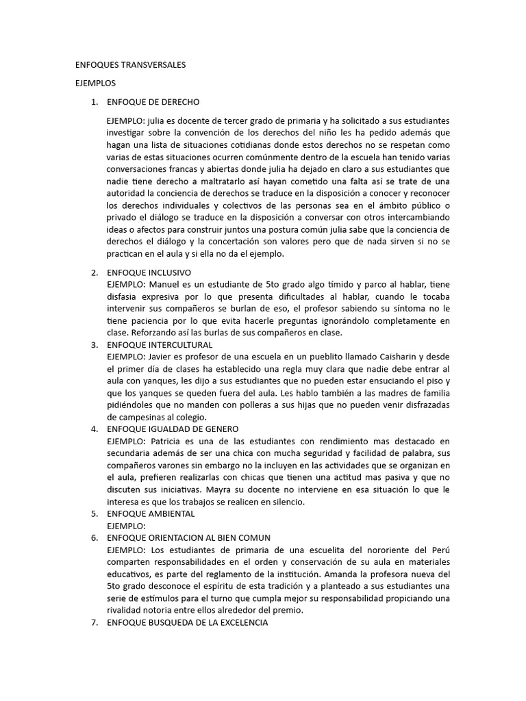 Enfoques Educativos y Ejemplos | PDF | Maestros