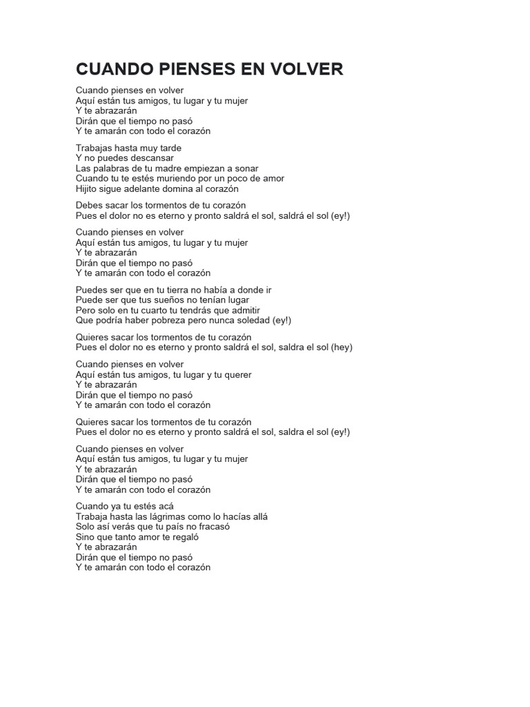 Cuando Pienses en Volver | PDF | Arte | Poesía