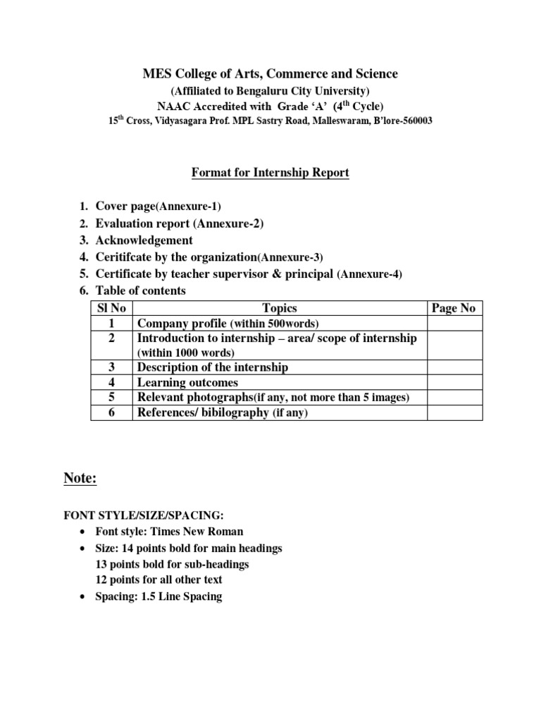 Internship Report Format | PDF | Educational Stages