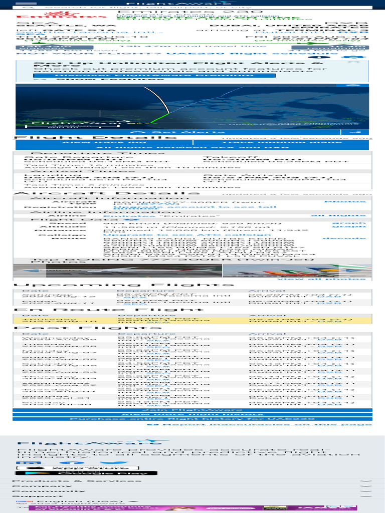 EK230 (UAE230) Emirates Flight Tracking and History 2023-Aug-10 (KSEA ...