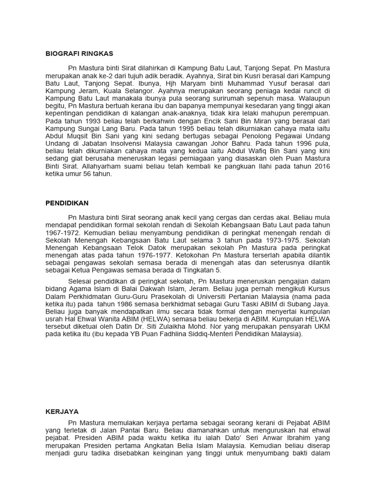 Biografi Ringkas | PDF