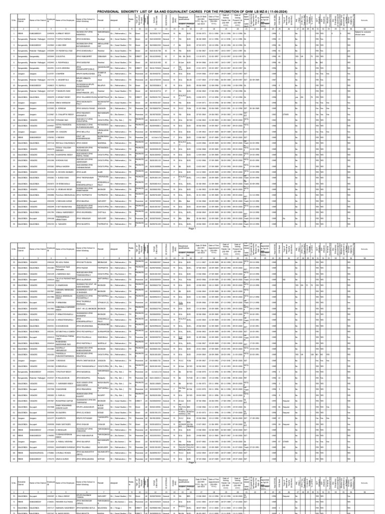 Seniority List SAto HM | PDF