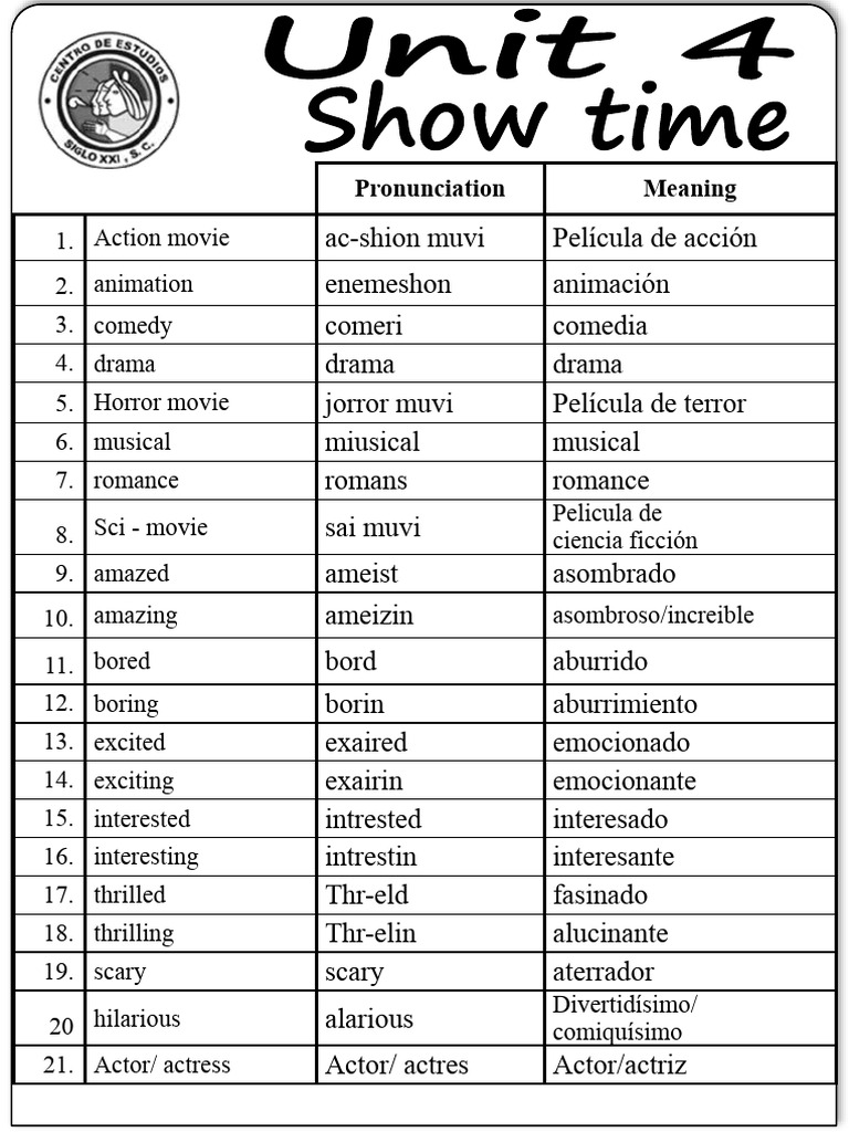 English-Spanish Movie Vocabulary | PDF