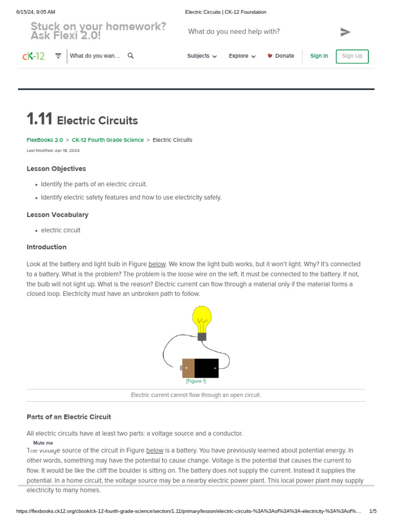 Electric Circuits - CK-12 Foundation | Download Free PDF | Switch ...