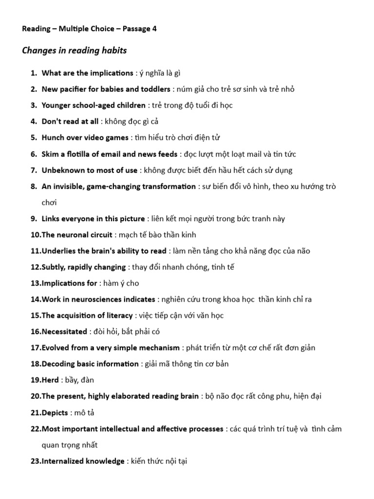 Changes in Reading Habits | PDF