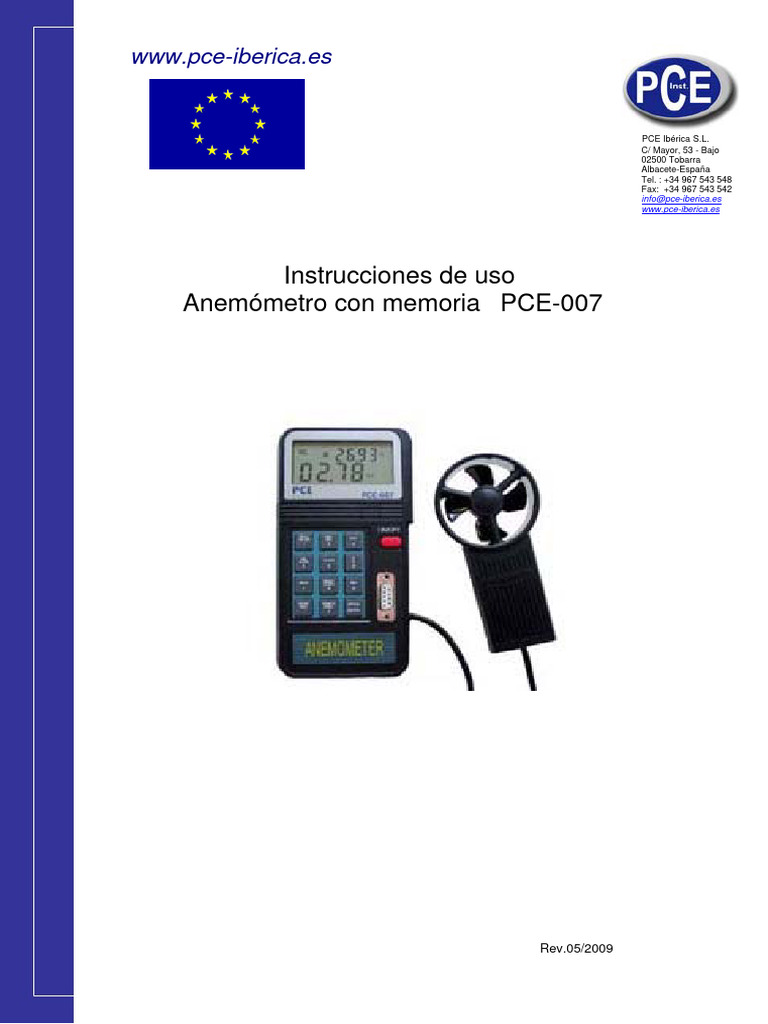 Manual Anemometro Avm 07 | PDF | Descarga (hidrología) | Medición