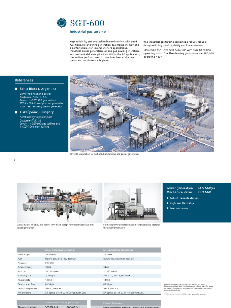 Siemens SGT600 Data | PDF | Gas Turbine | Power Station
