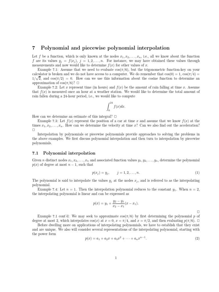 Lecture 7 | PDF | Interpolation | Polynomial