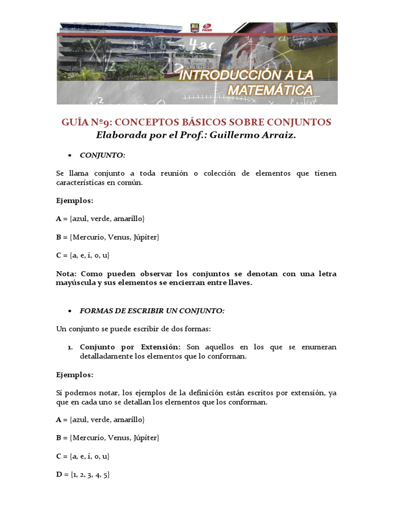Conceptos BÃ¡sicos - Conjuntos | PDF | Conjunto (Matemáticas) | Matemáticas