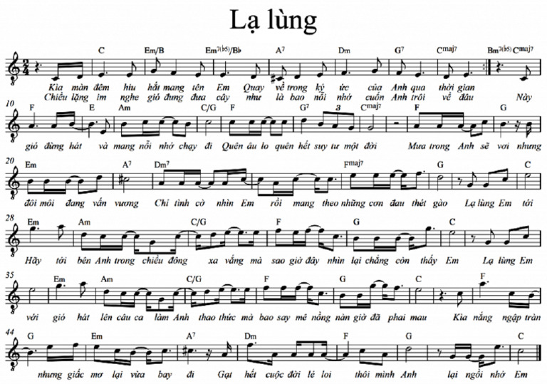 La Lung Sheet Nhac Hop Am Ban Nhac Co Not | PDF