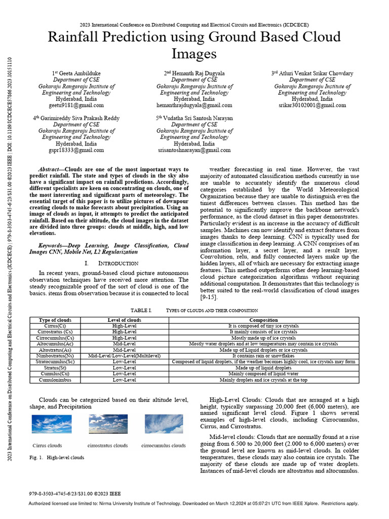 Rainfall Prediction via Cloud Images | PDF | Cloud | Meteorological ...