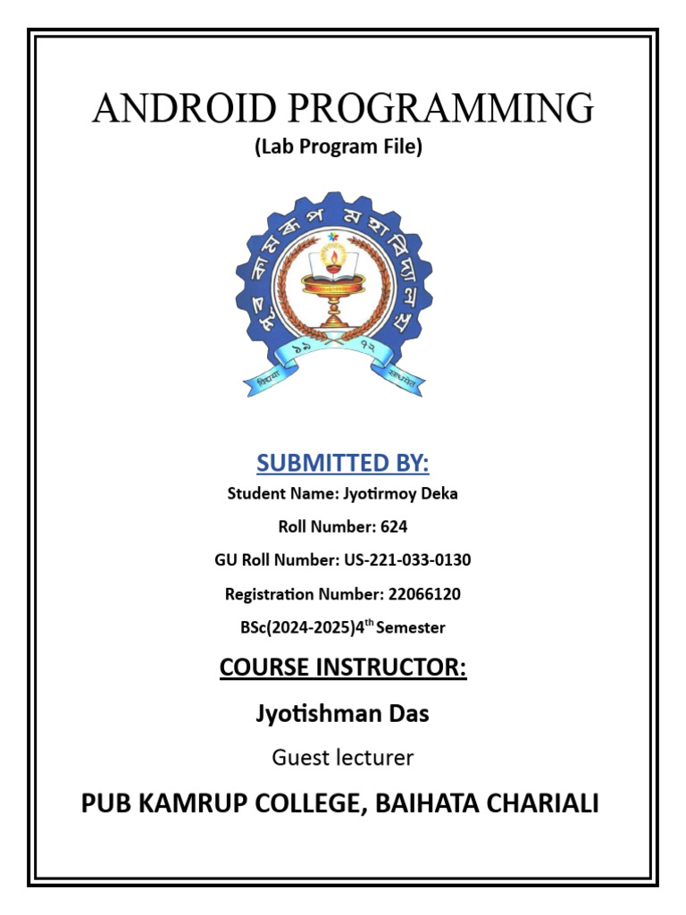 Jyotirmoy Deka - ap.LabFile.2024 | PDF | Android (Operating System) | Mobile App