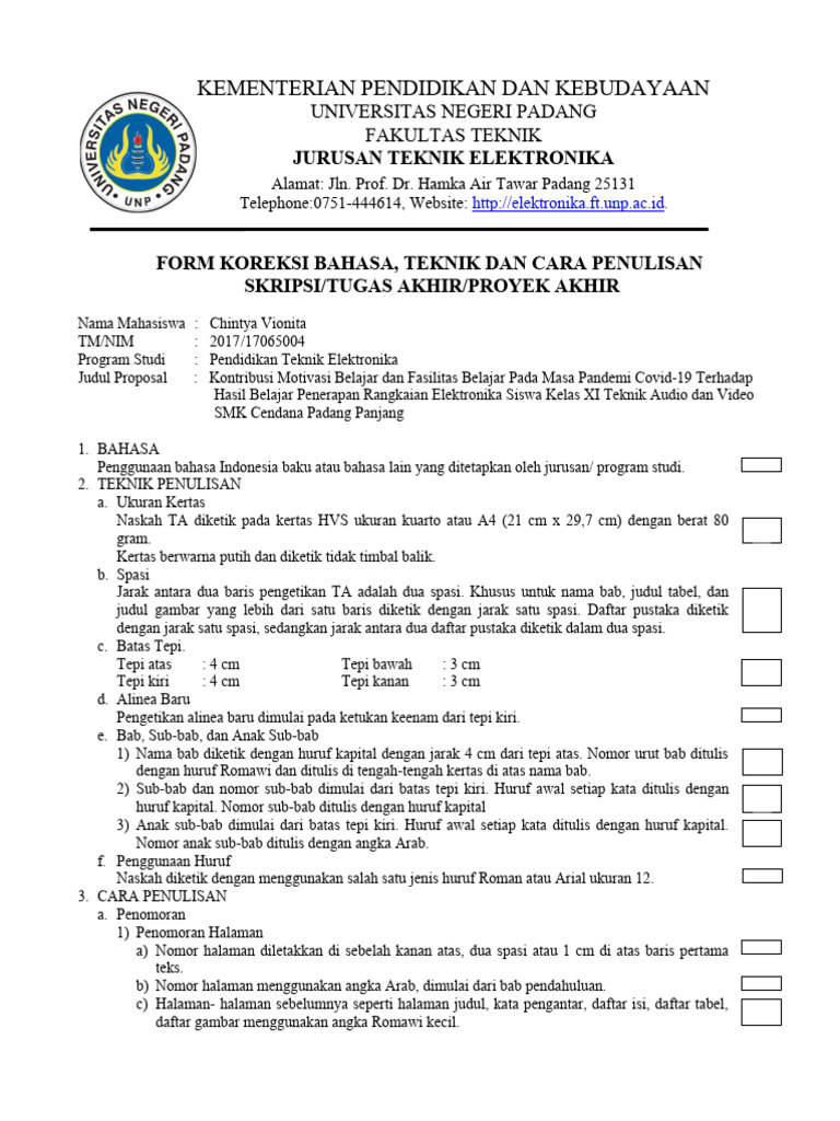 Form Koreksi Bahasa, Teknik Dan Cara Penulisan | PDF