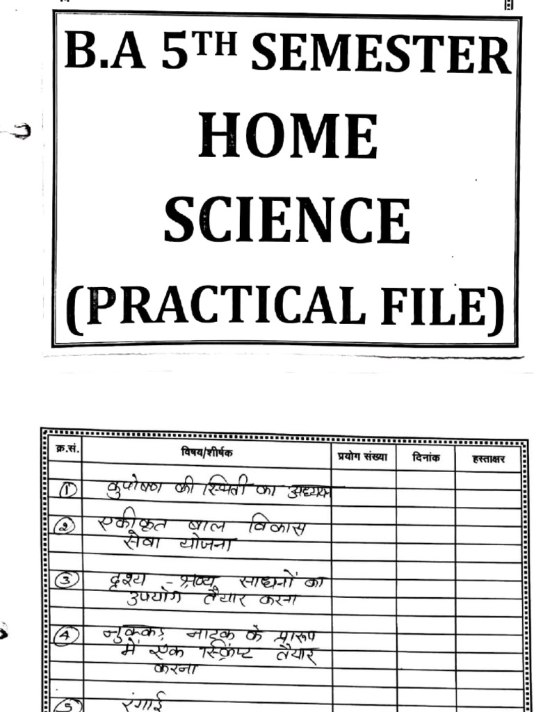 Ba - 5TH Semester Home Science Practical File | PDF