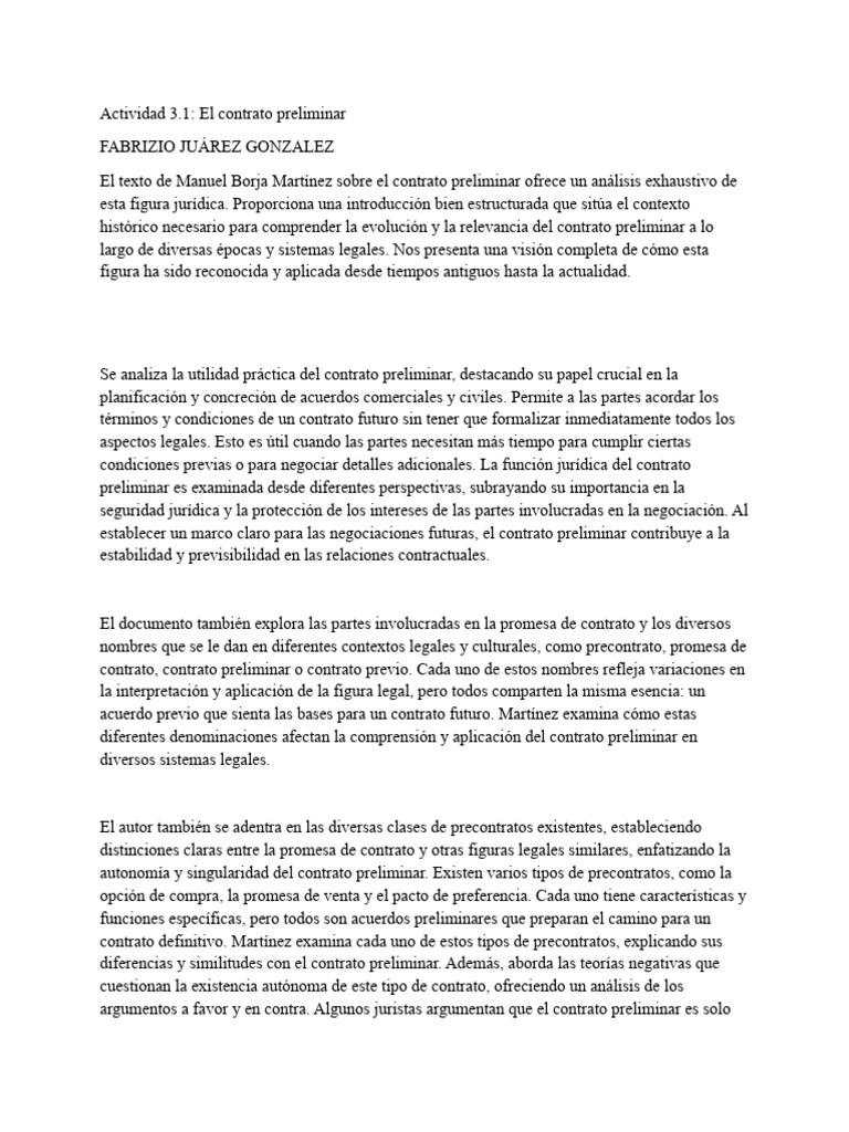 Resumen Contrato Preliminar | PDF