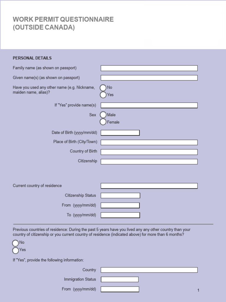 Work Permit Questionnaire 2 | PDF | Justice | Crime & Violence