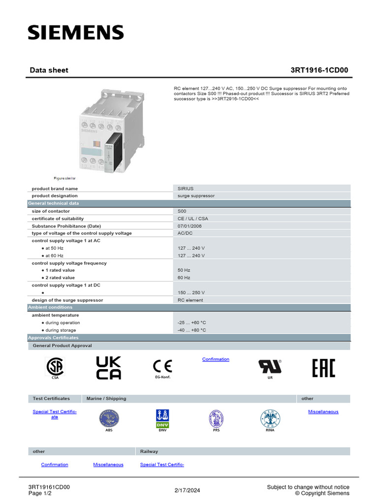 3RT19161CD00 Datasheet en | Download Free PDF | Electrical Engineering | Electricity