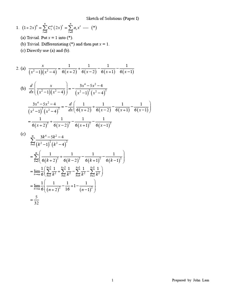 Sketch of Solution 2010 | PDF | Equations | Mathematics