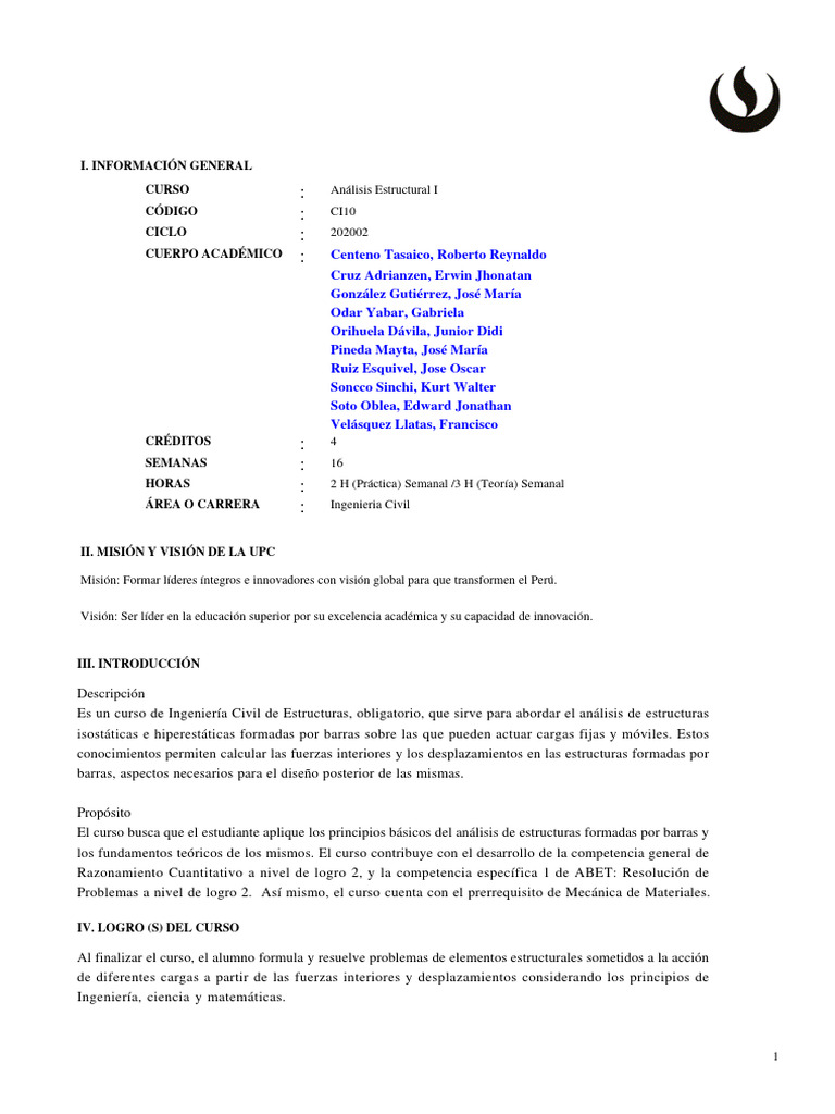 CI10 Analisis Estructural I 202002 | PDF | Evaluación | Matemáticas