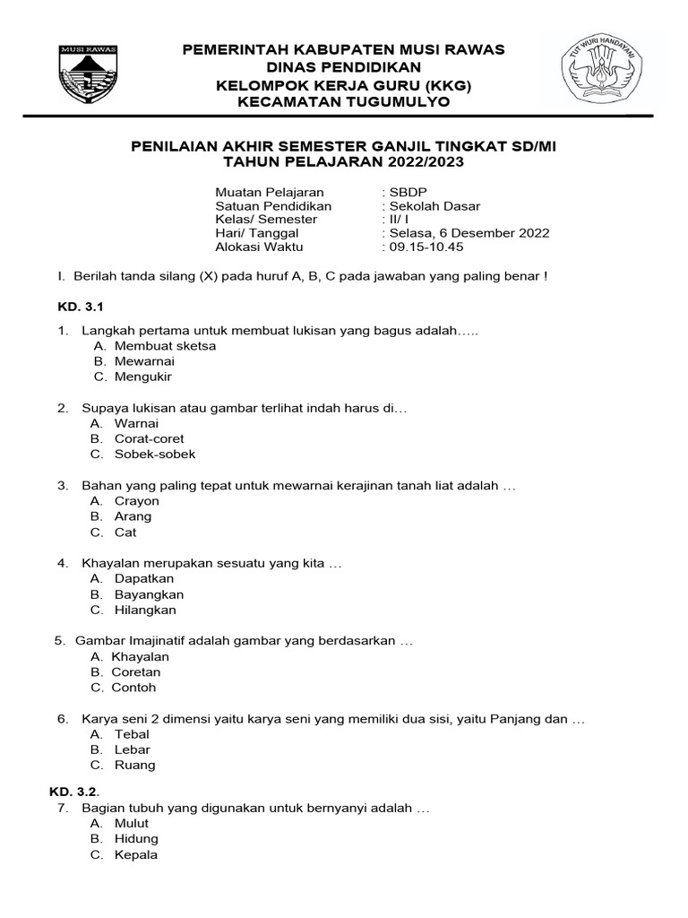 Soal SBDP 2022-2023 | PDF