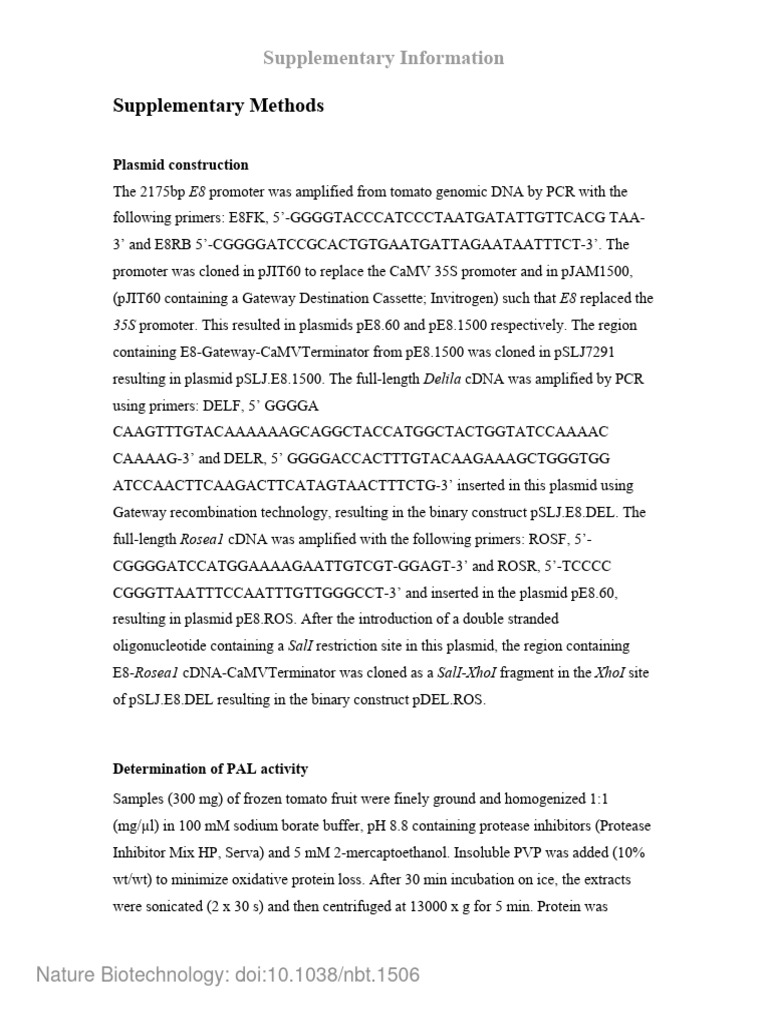 1 - Suplement Butelli. Enrichment of Tomato Fruit Wiht.. | PDF | High Performance Liquid ...
